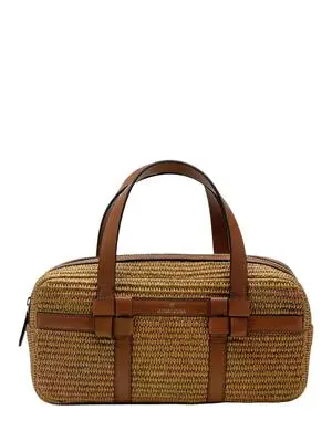LA PORTEGNA Bibi Knotted Leather-trim Tote Bag - Neutrals