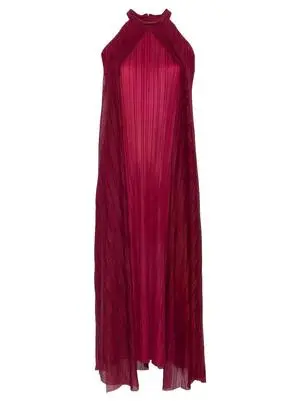GONGDID DESIGN Plissé-effect Halter-neck Midi Dress - Red