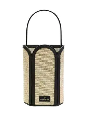 LA PORTEGNA Bárbara Leather-trim Buccket Bag - Neutrals