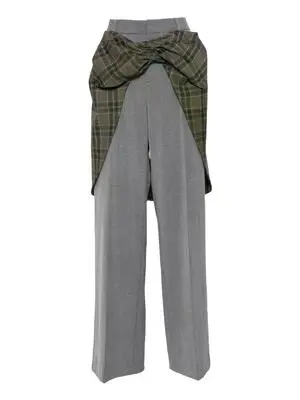 Vivetta Check-panelled Wide-leg Trousers - Grey