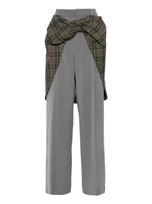 Vivetta Check-panelled Wide-leg Trousers - Grey