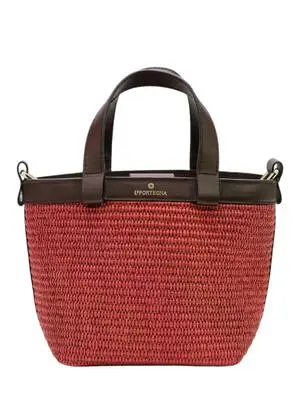 LA PORTEGNA Teresita Leather-trim Tote Bag - Red