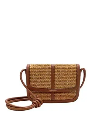 LA PORTEGNA Lucía Leather-trim Shoulder Bag - Brown