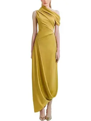 GEMY MAALOUF Asymmetrical Draped Dress - Yellow