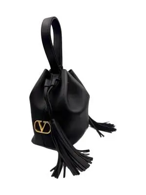 Valentino Garavani Vlogo Signature Tassel Bucket Bag - Black