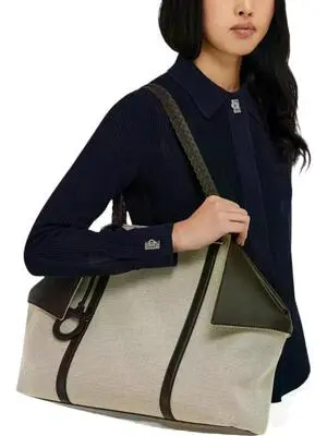 FERRAGAMO Large Braided-handle Tote Bag - Neutrals