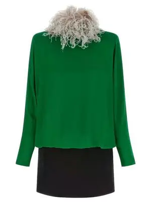 Valentino Garavani Feather-embellished Mini Dress - Green