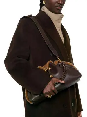 JIMMY CHOO Bon Bon Ew Shearling-trim Shoulder Bag