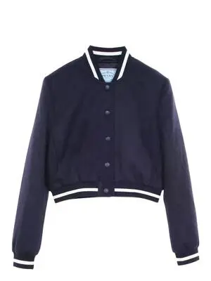 Prada 2010s Striped-trim Bomber Jacket - Blue
