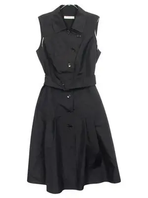 Prada 2010s Belted Sleeveless Midi Dress - Black