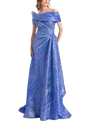 GEMY MAALOUF Off-the-shoulder Draped Dress - Blue