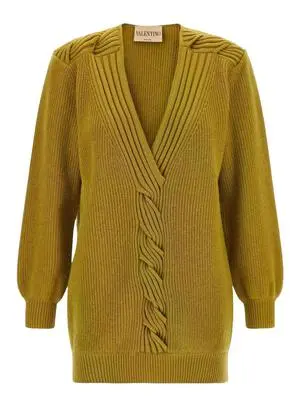 VALENTINO Braided Ribbed-knit Sweater