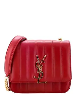 Saint Laurent Vicky Vertical Quilted Leather Small Crossbody Bag - Red