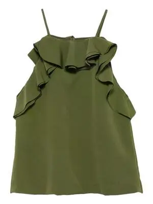 ROSANNA OCAMPO Alba Ruffled Halterneck Top - Green