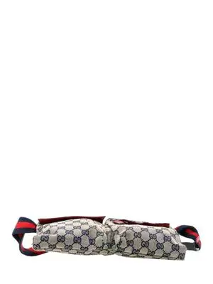 GUCCI Vintage Double Gg Canvas With Leather Belt Bag