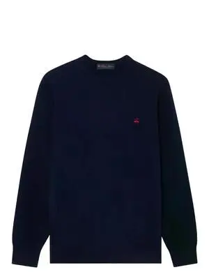 Brooks Brothers Logo-embroidered Lambswool Sweater - Blue