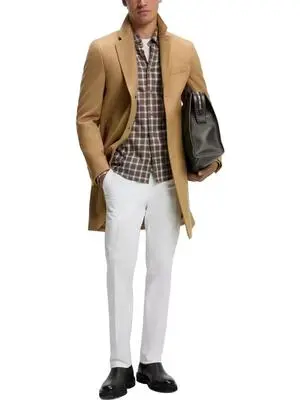 BOSS Slim-fit Formal Wool Coat With Cashmere - Neutrals