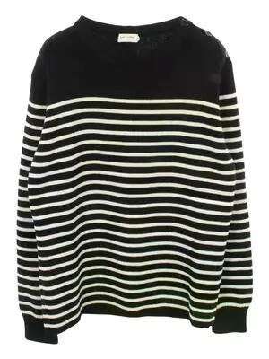 Saint Laurent 2010s Shoulder Button Striped Sweater - Black