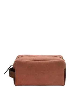 LA PORTEGNA Negro Canvas Leather-trim Wash Bag - Orange