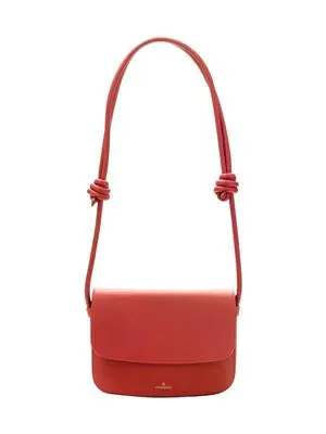 LA PORTEGNA Lucia Knotted Leather Shoulder Bag - Red