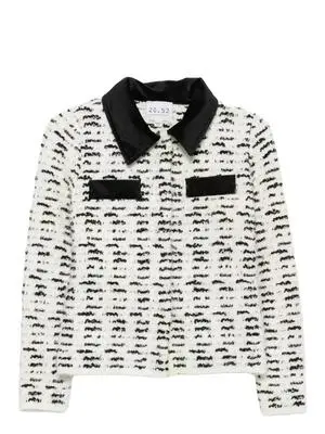 NEERA Velvet-collar Cardigan - White