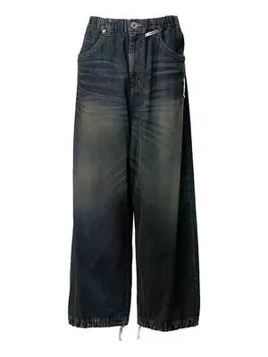 Mihara Yasuhiro Elasticated-waist Wide-leg Jeans - Blue