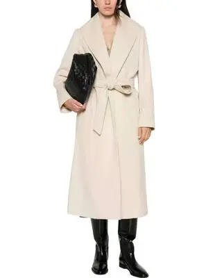 Max Mara Belted Virgin Wool Coat - Neutrals