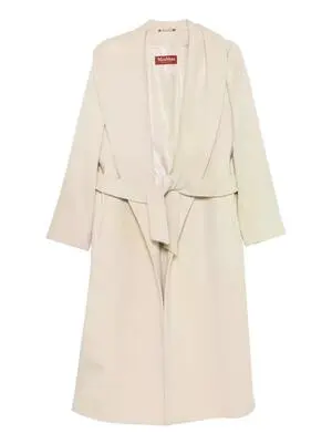 Max Mara Belted Virgin Wool Coat - Neutrals
