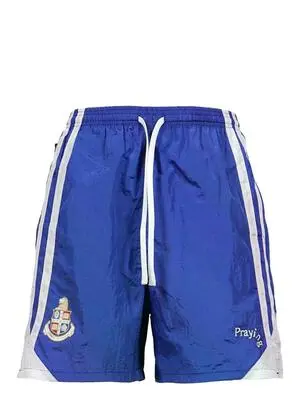 PRAYING Logo-print Side-stripe Shorts - Blue