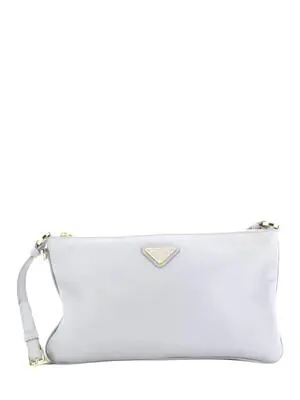 PRADA Zip Flat Pouch Leather Shoulder Bag