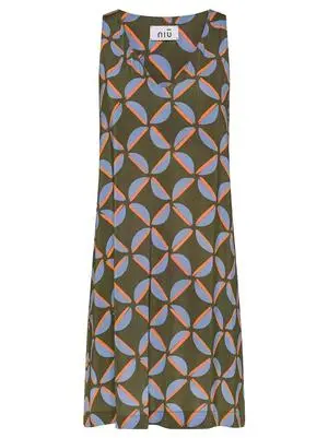 NIU Geometric-print A-line Midi Dress - Green
