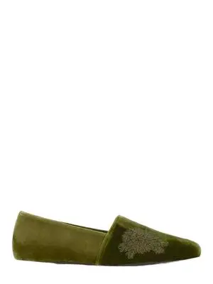 CastaÑer Gisele Floral-embroidered Loafers - Green