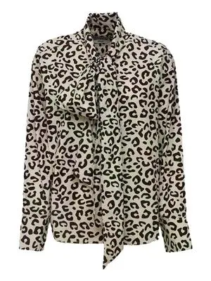 Essentiel Antwerp Leopard-print Pussy-bow Shirt - Neutrals