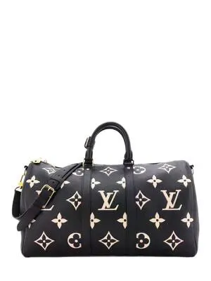 LOUIS VUITTON Keepall Bandouliere Bag Monogram Empreinte Giant 45 Travel Bag Black