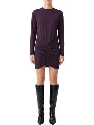 Andamane Draped Jersey Long-sleeve Sheath Minidress Lilac
