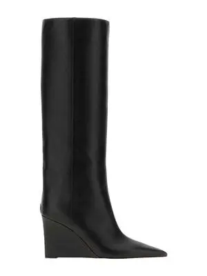 JIMMY CHOO Blake Knee-high Leather Boots With Wedge Heel - Black