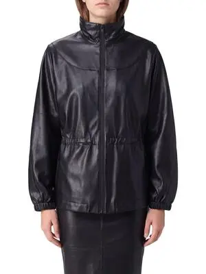 Givenchy Cropped Lambskin Nappa Leather Jacket With High Neck And Drawstring Waist - Black