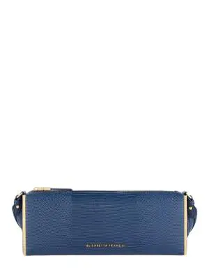 Elisabetta Franchi Lizard-print Shoulder Bag With Metallic Profiles Blue