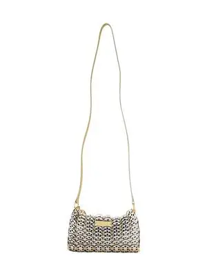 Rabanne 1969 Nano Mini Metal Crossbody Bag With Leather Details - Silver