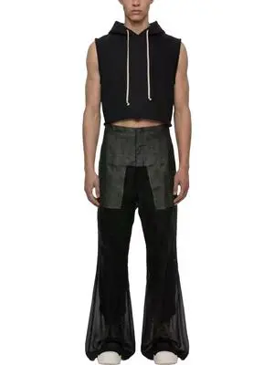 Rick Owens Cropped Sleeveless Hoodie - Black