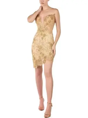 ANDREEA VENECIUC Aurelia Lace-embroidered Mini Dress - Gold