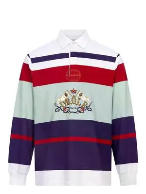 Drole De Monsieur Logo-embroidered Striped Polo Shirt - Blue