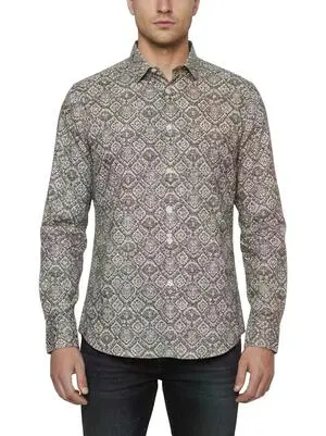 Alexander McQueen Geometric-print Poplin Shirt - Grey