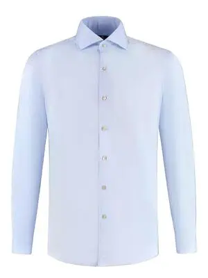 LUIGI BORRELLI Cutaway-collar Long-sleeve Shirt - Blue