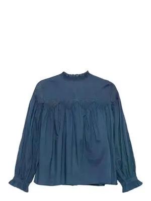 Ba&sh Tonia Smocked Ruffled Shirt - Blue