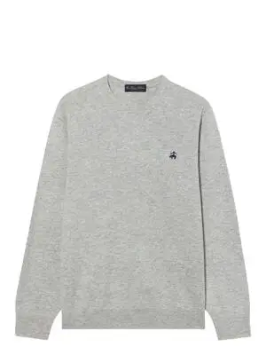 Brooks Brothers Logo-embroidered Lambswool Sweater - Grey