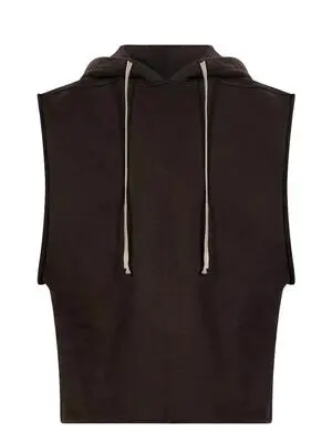 Rick Owens Cropped Sleeveless Hoodie - Brown