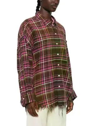 R13 Shredded-seam Drop-neck Shirt - Brown