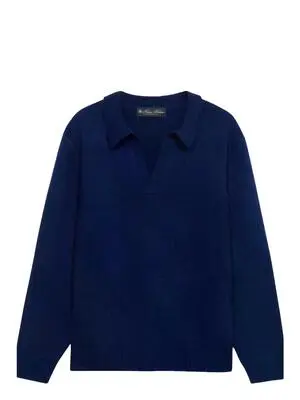 Brooks Brothers Open-collar Lambswool Sweater - Blue