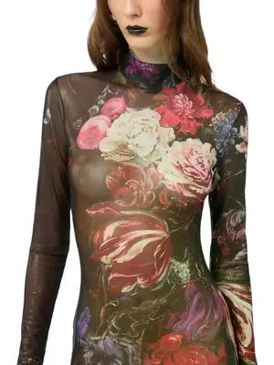 Roberto Cavalli Floral-print High-neck Maxi Dress - Black
